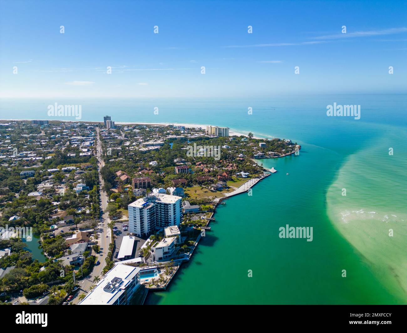 Aerial drone photo westernmost point Siesta Key Florida beach Stock ...