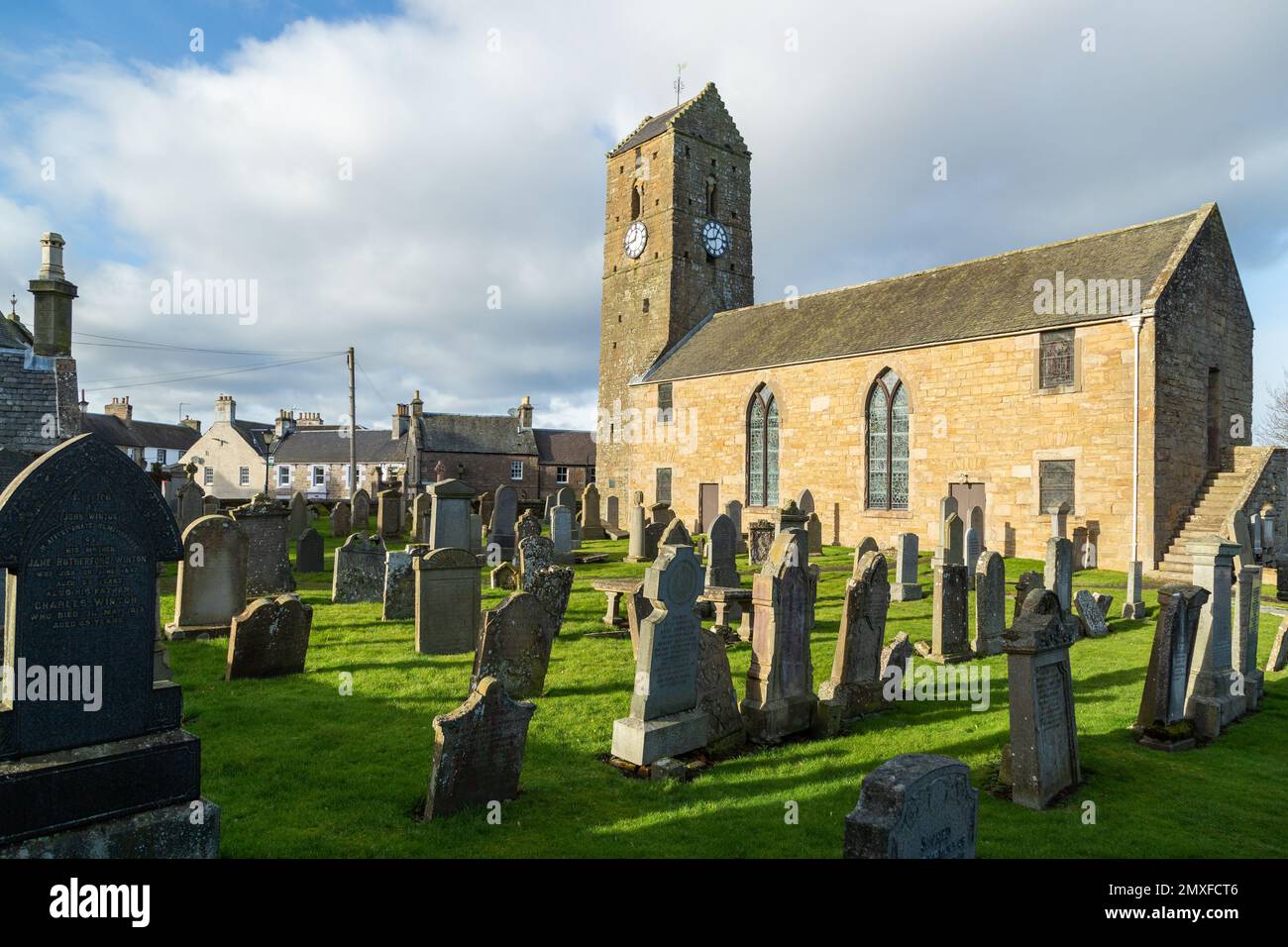 St Serfs Medieval clock tower, Dunning Perthshire Stock Photo - Alamy