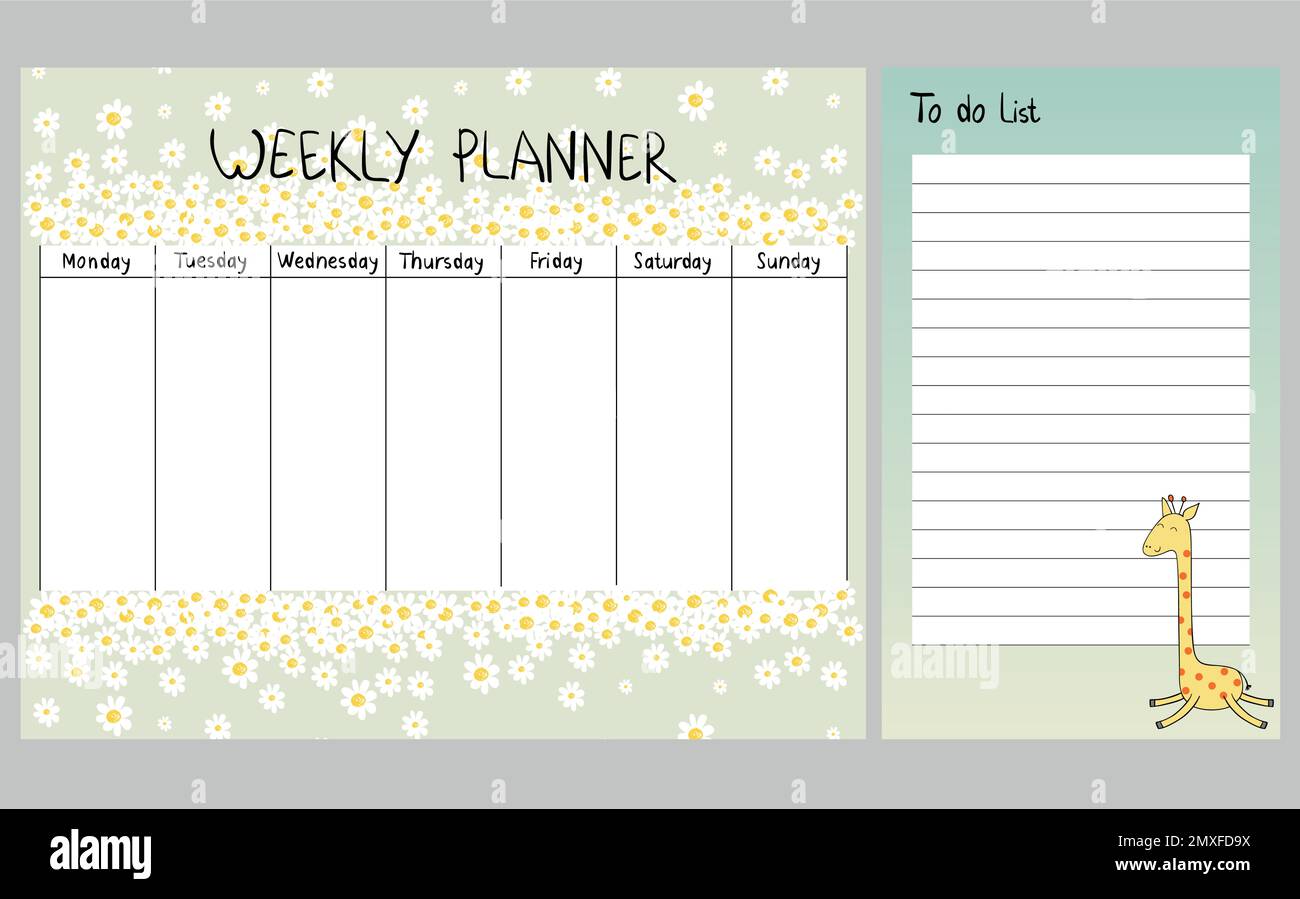 Floral weekly planner Stock Vector Image & Art - Alamy