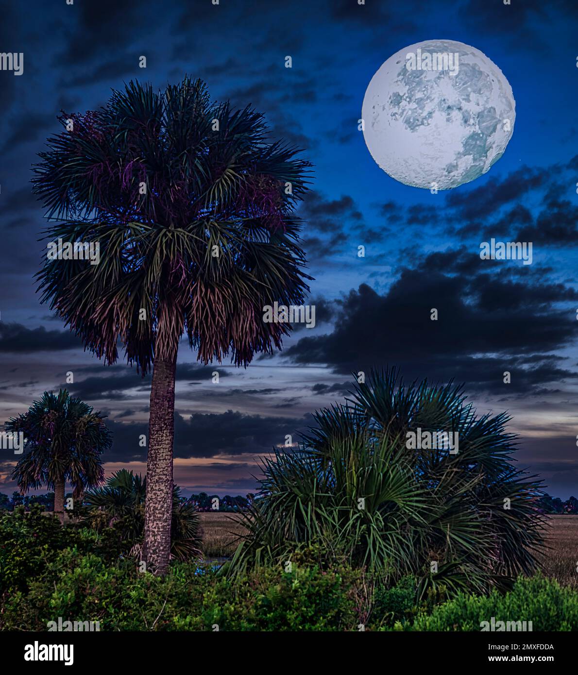 Beautiful landscape moon over hi-res stock photography and images - Alamy
