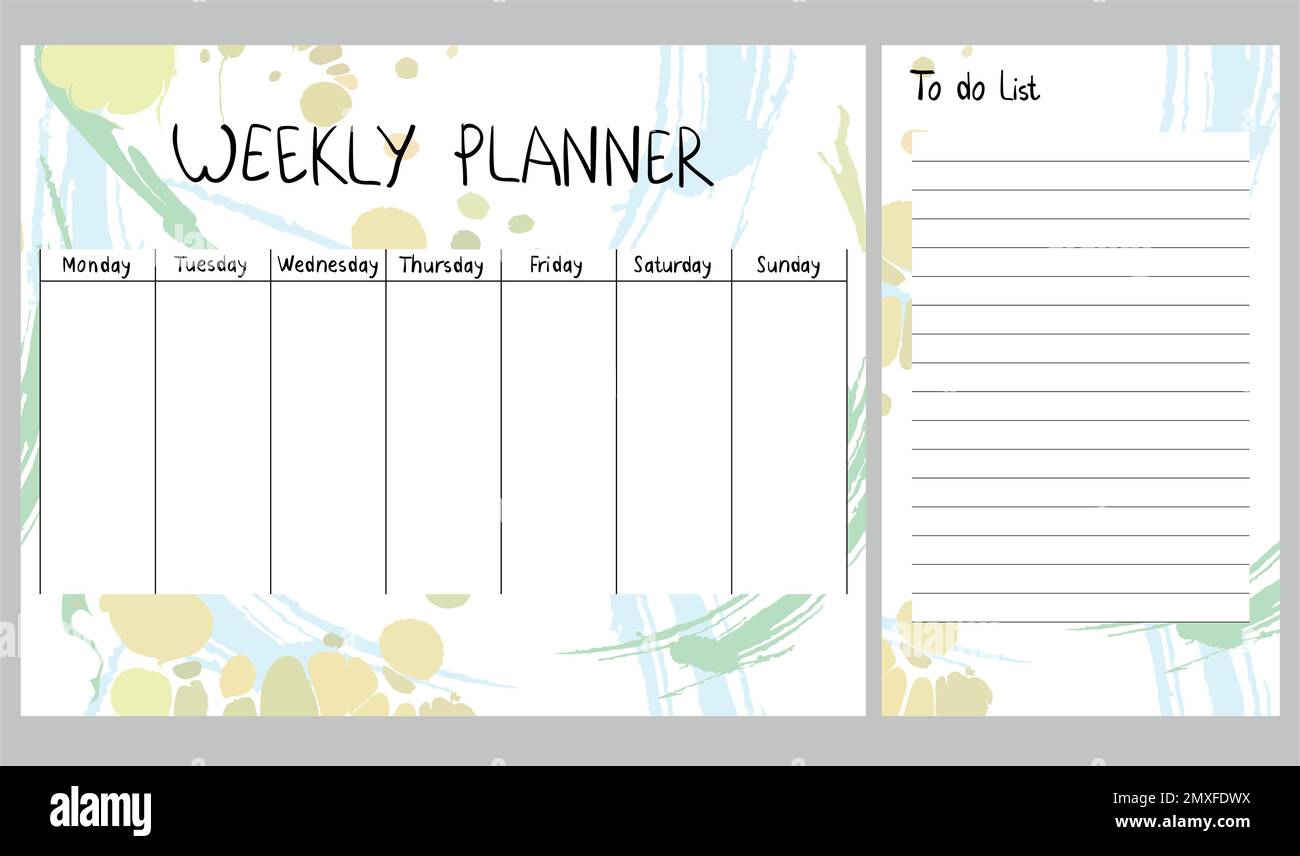 Abstract weekly planner Stock Vector Image & Art - Alamy