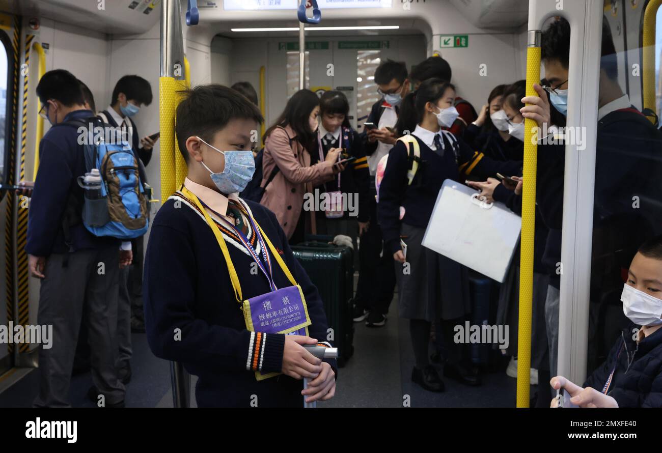 Cross borders students return to campus at Lok Ma Chau. 01FEB23 SCMP /K ...