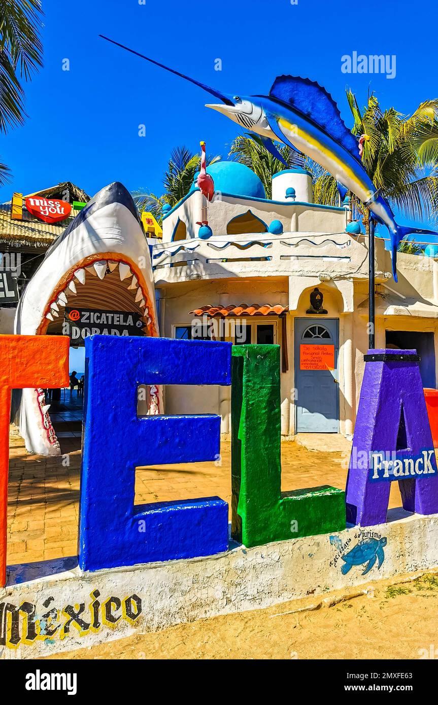 Puerto Escondido Mexico 23. January 2023 Colorful Zicatela Puerto ...