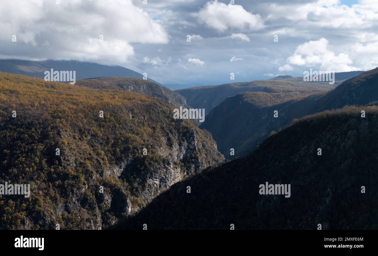 Unac river canyon near Martin Brod between mountains Osječenica and ...