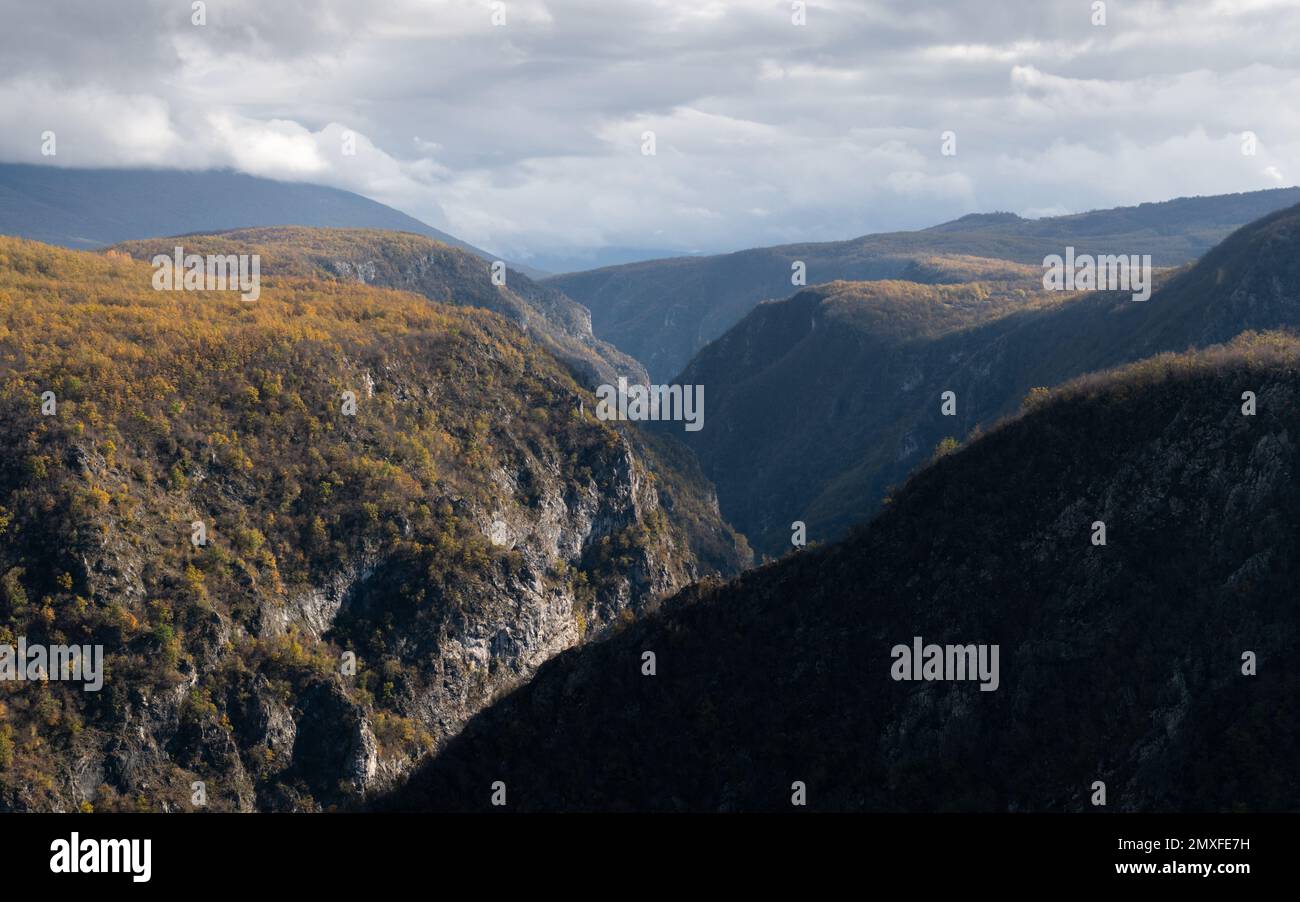 Unac river canyon near Martin Brod between mountains Osječenica and ...