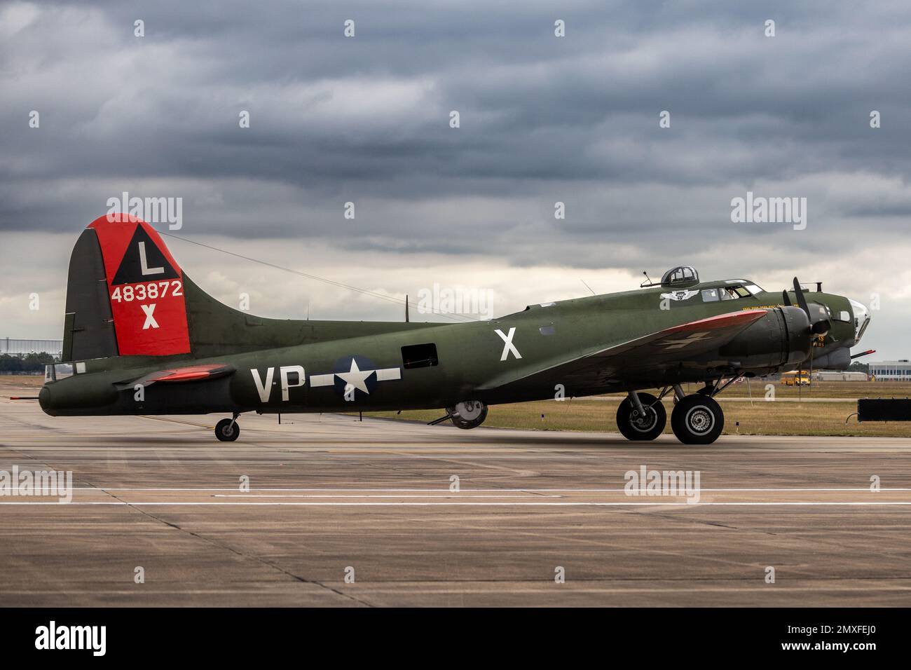 The Boeing B-17 Texas Raiders in Houston against a clouded sky Stock ...