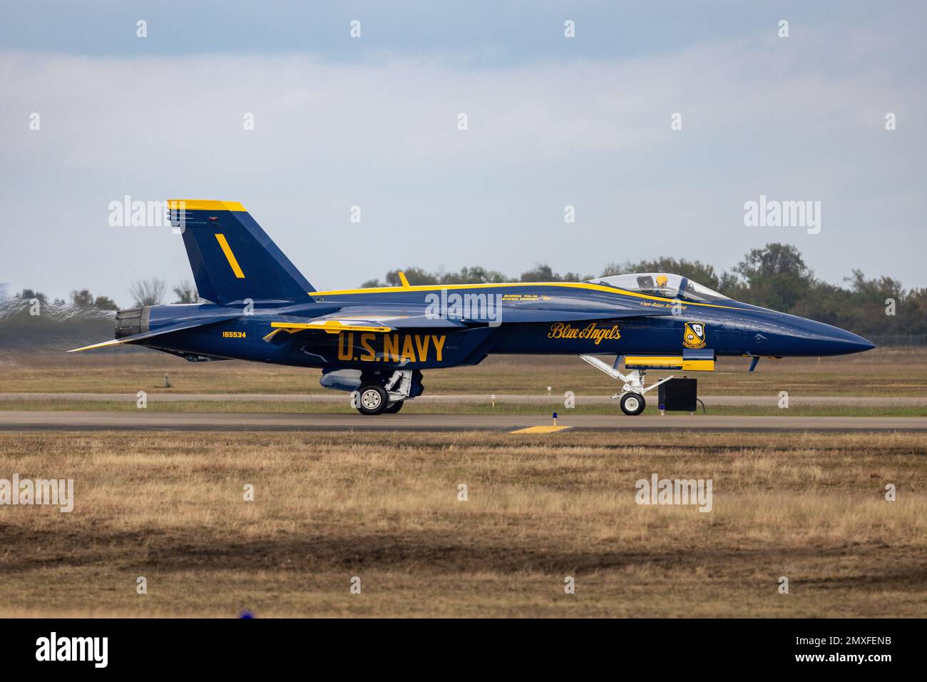 The Blue Angel 4 military aircraft in Hauston against a blue sky Stock ...