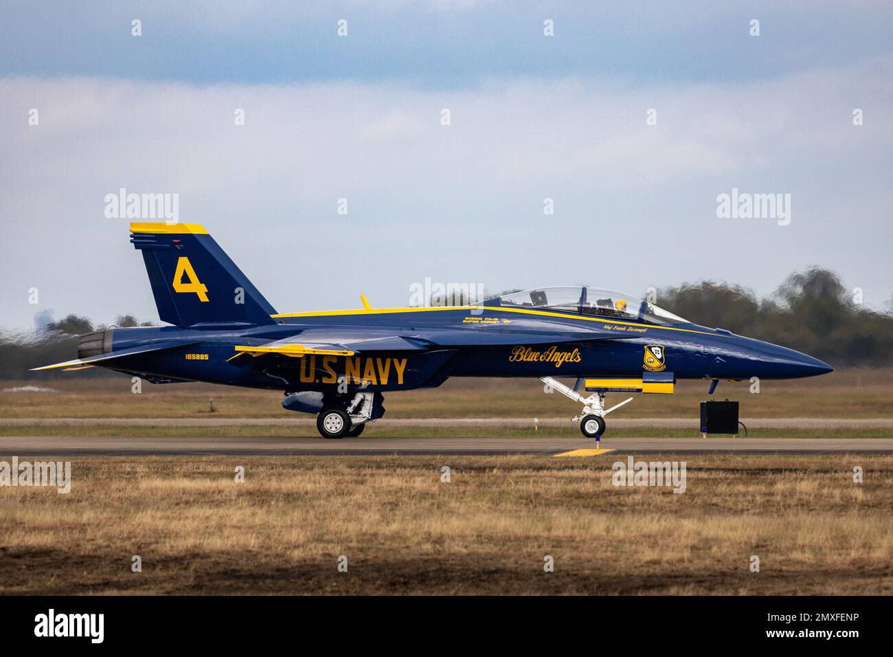 The Blue Angel 4 military aircraft in Hauston against a blue sky Stock ...
