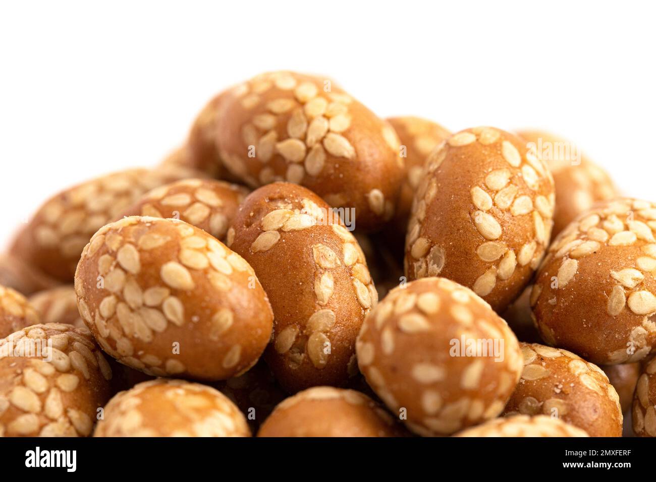 Crunchy Sesame Peanuts with Soy Sauce Isolatd on a White Background ...