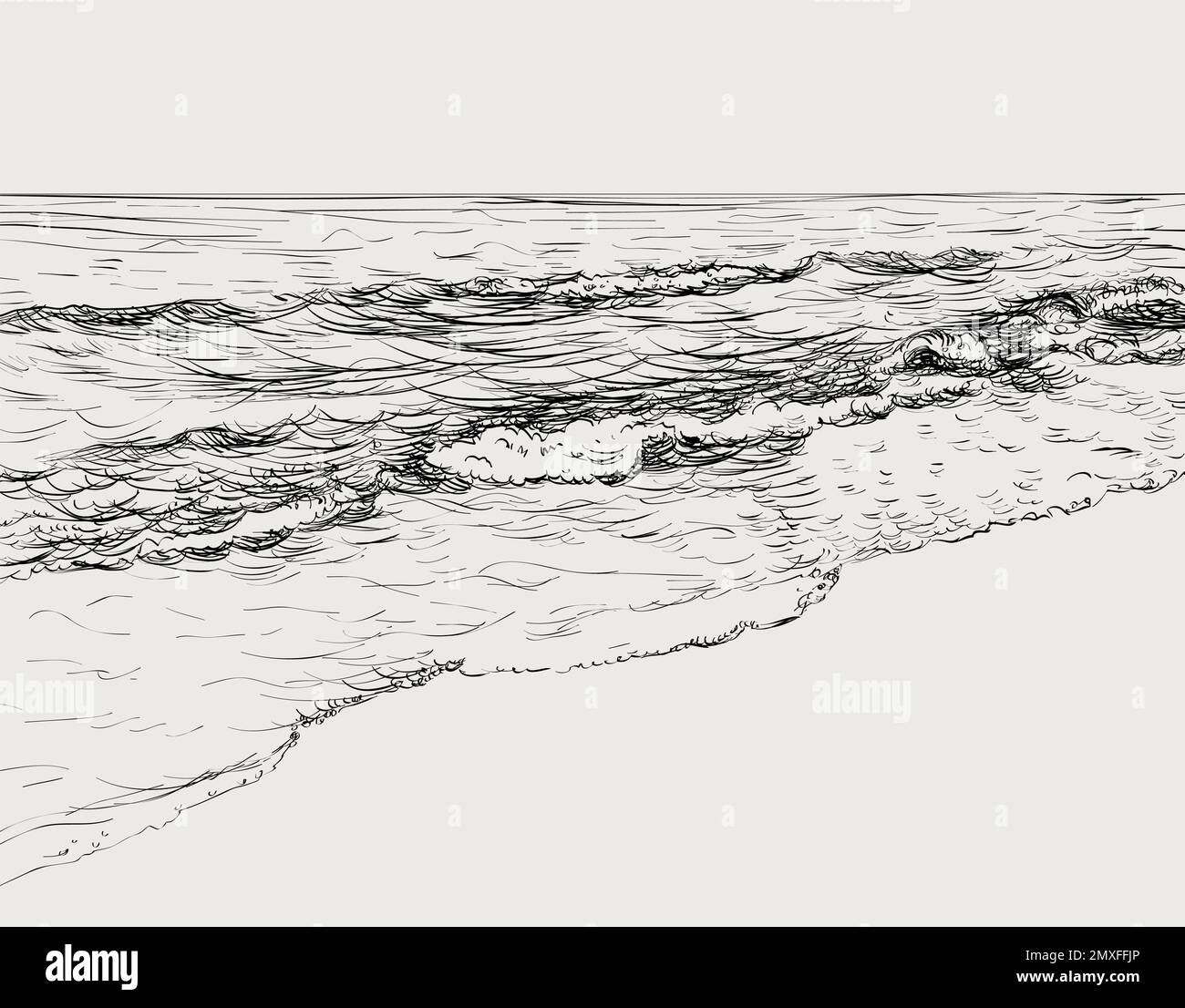 Summer seascape sketch Stock Vector Image & Art - Alamy