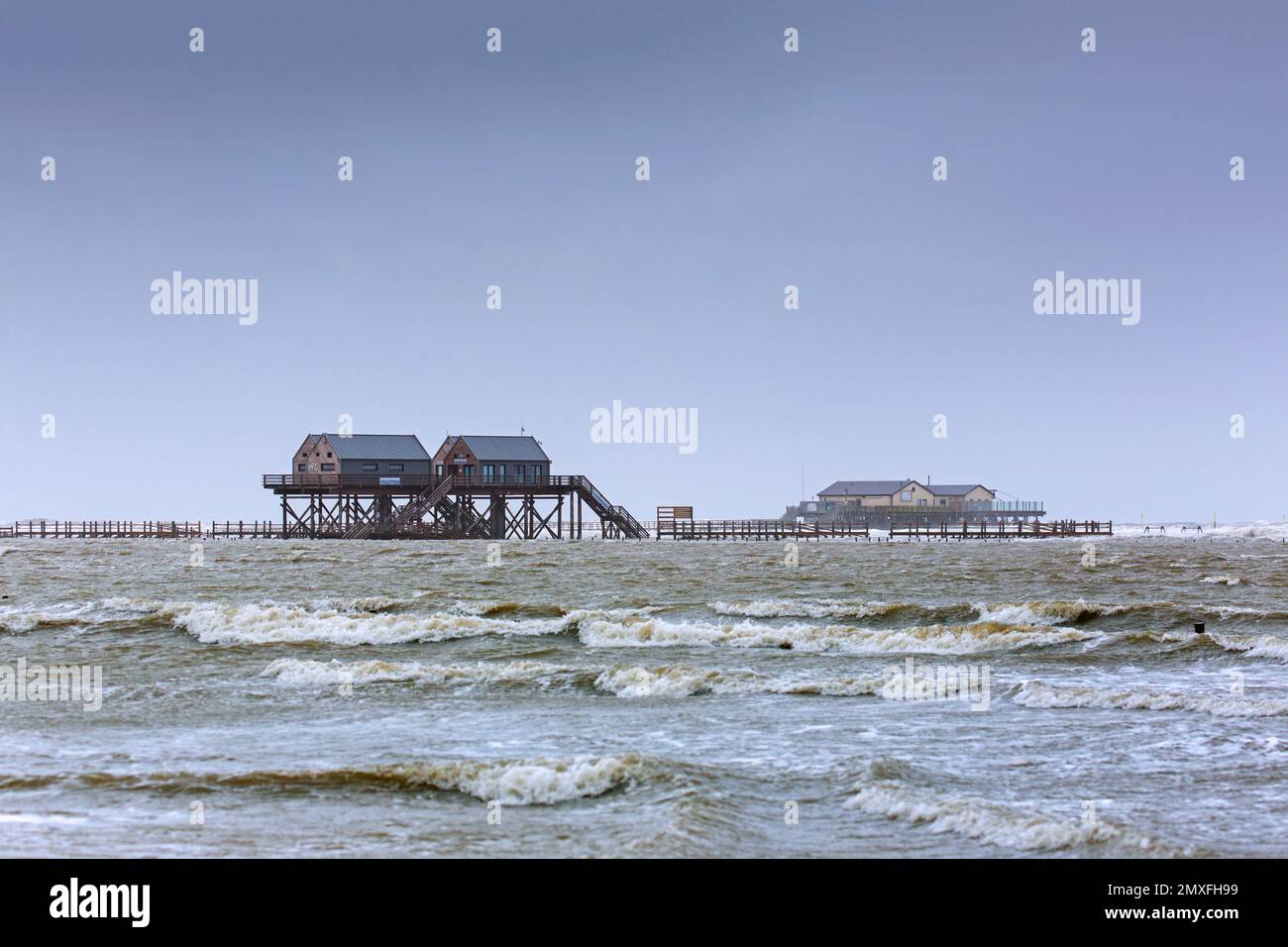 Stilt houses on the beach of Sankt Peter-Ording / St. Peter-Ording ...