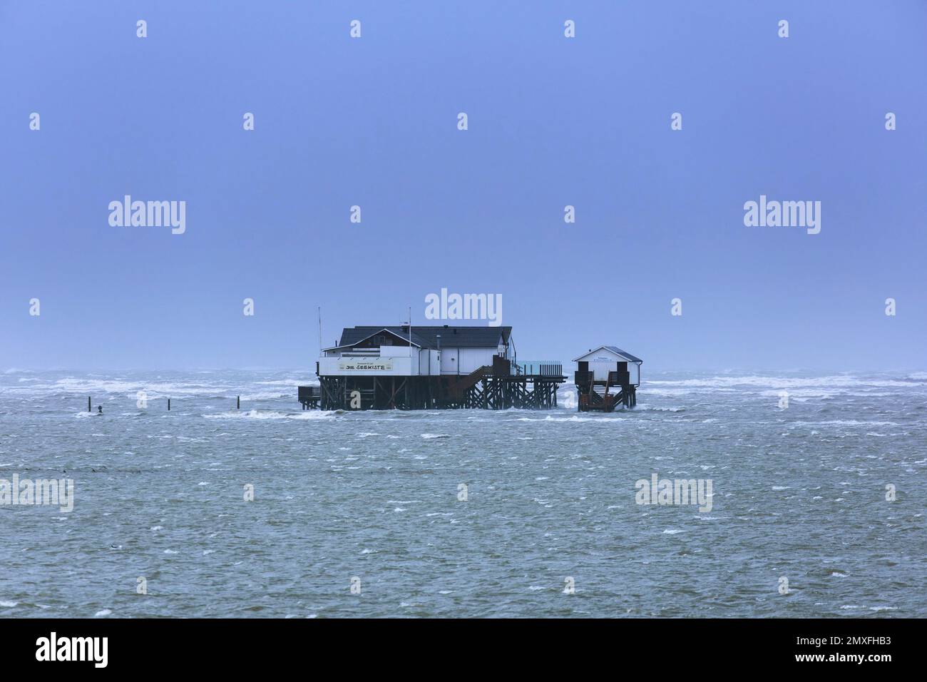 Stilt houses on the beach of Sankt Peter-Ording / St. Peter-Ording ...