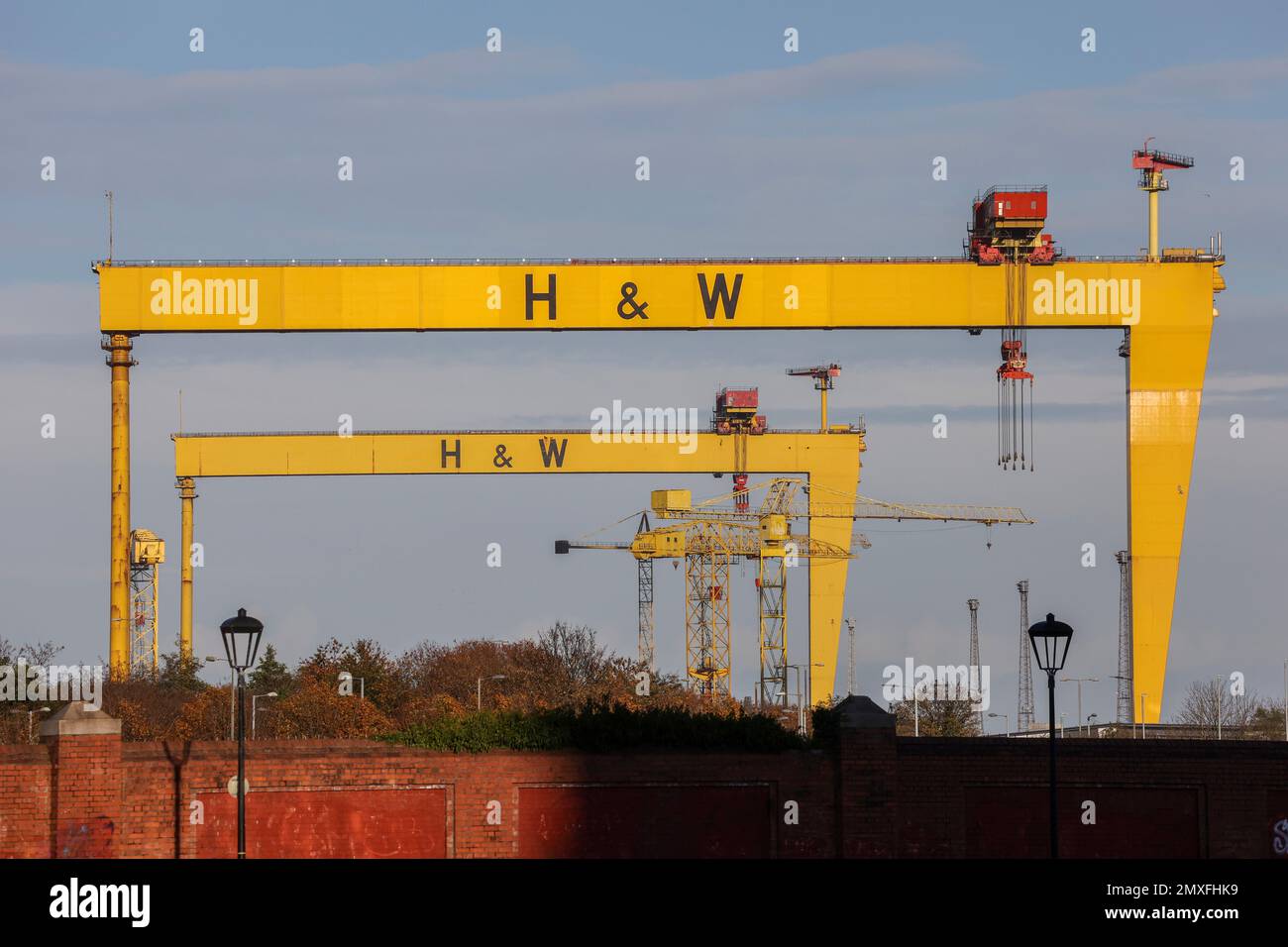 H&W Belfast cranes. Famous yellow shipyard cranes Goliath and Samson ...