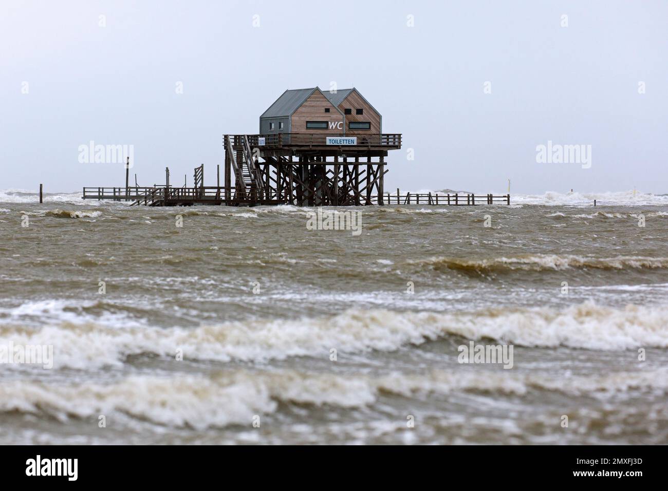 Stilt houses on the beach of Sankt Peter-Ording / St. Peter-Ording ...