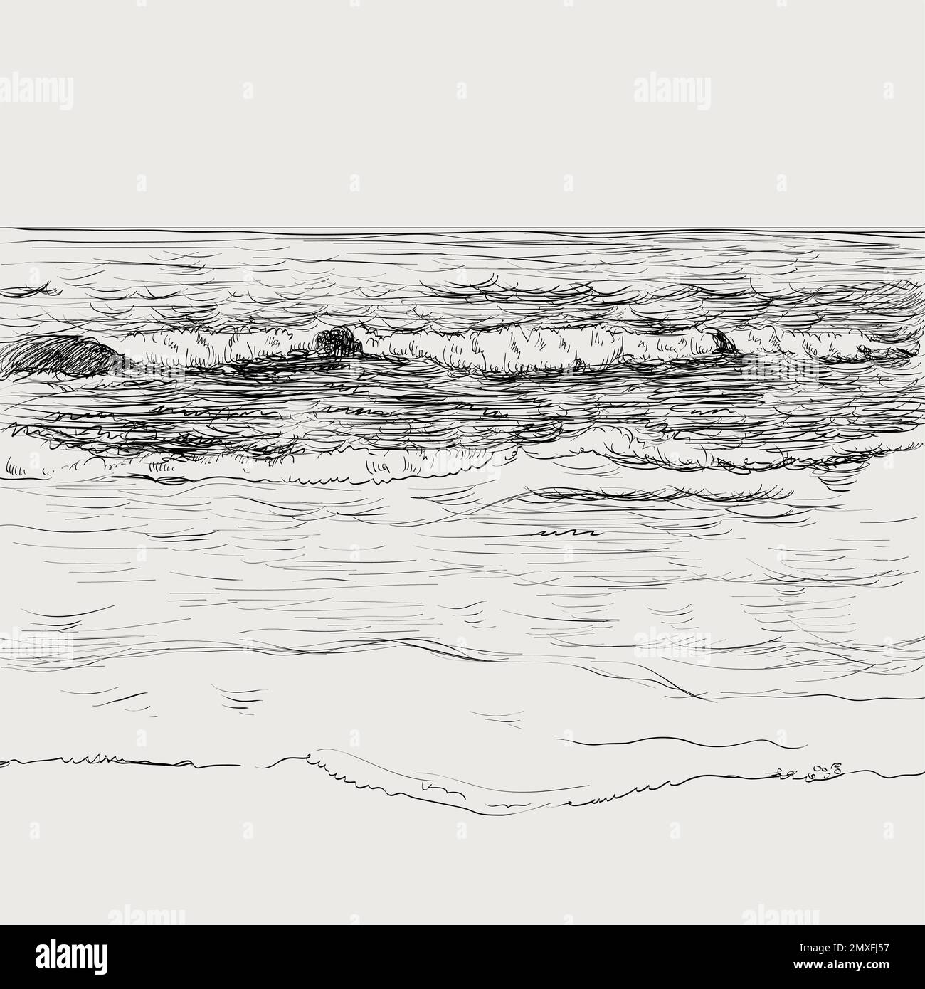 Summer seascape sketch Stock Vector Image & Art - Alamy