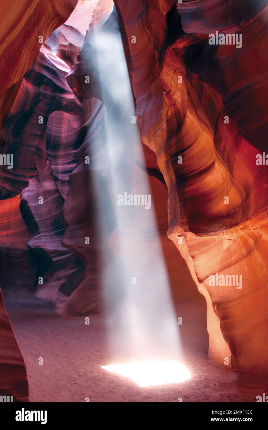 A breathtaking view of bright sunlight shining through the sandstones ...