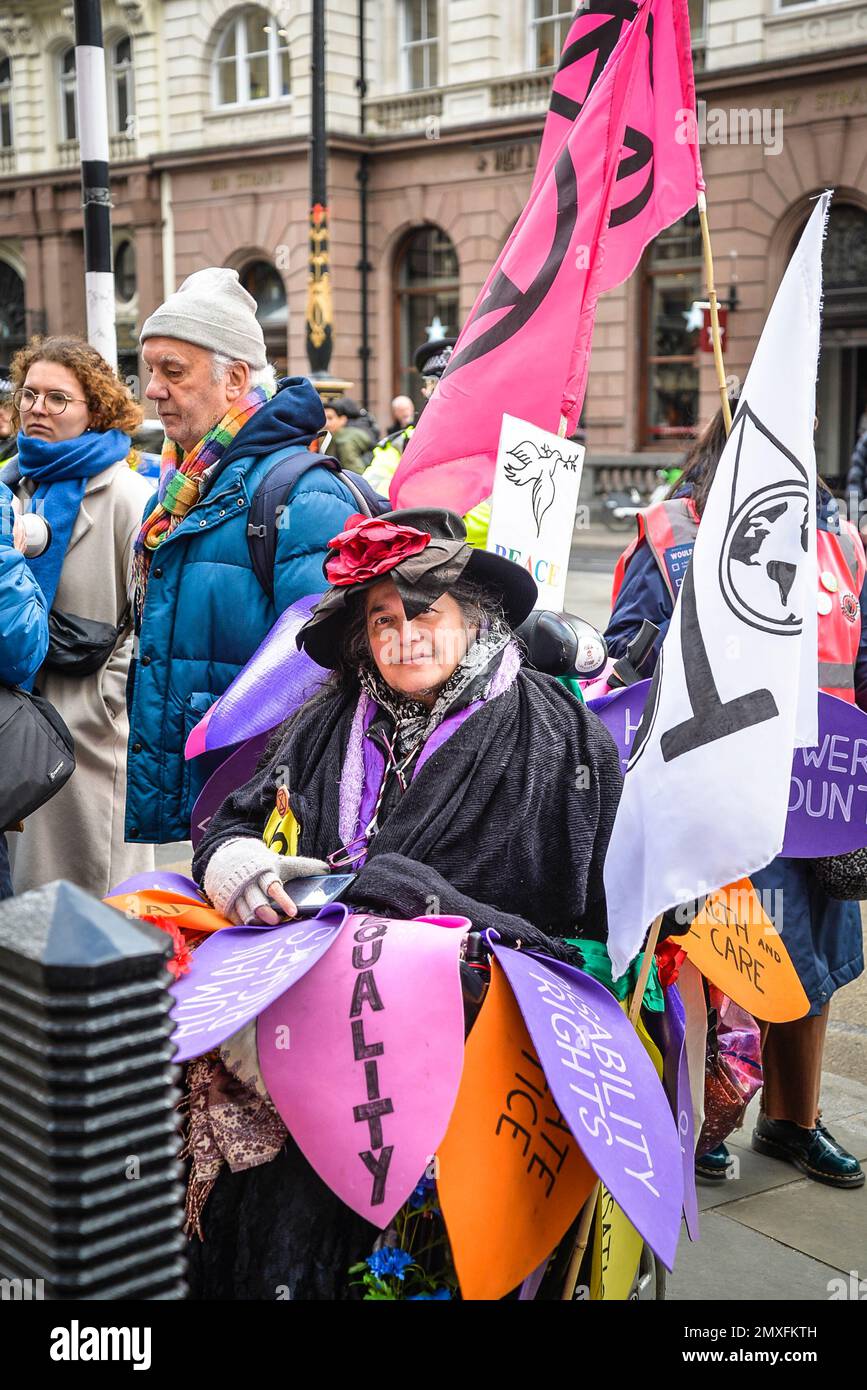 XR activist in a wheelchair, Extinction Rebellion protest 'Unite for ...