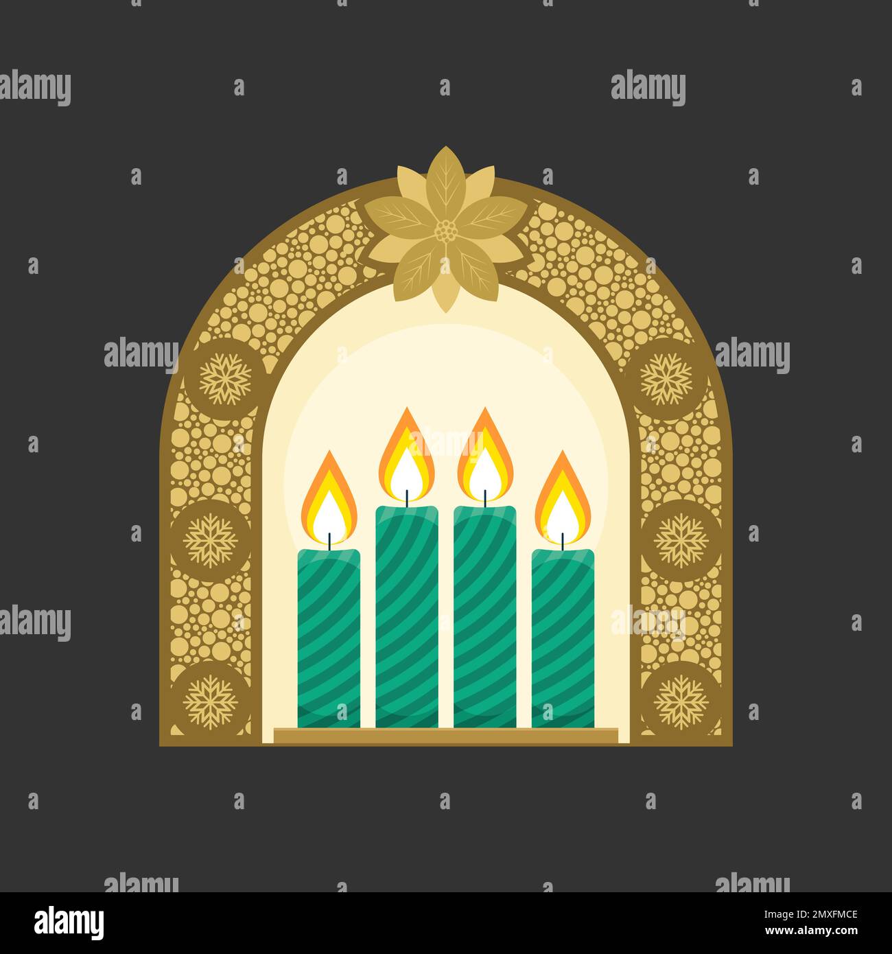 Christmas vector illustration. Four Advent candles lit in anticipation ...
