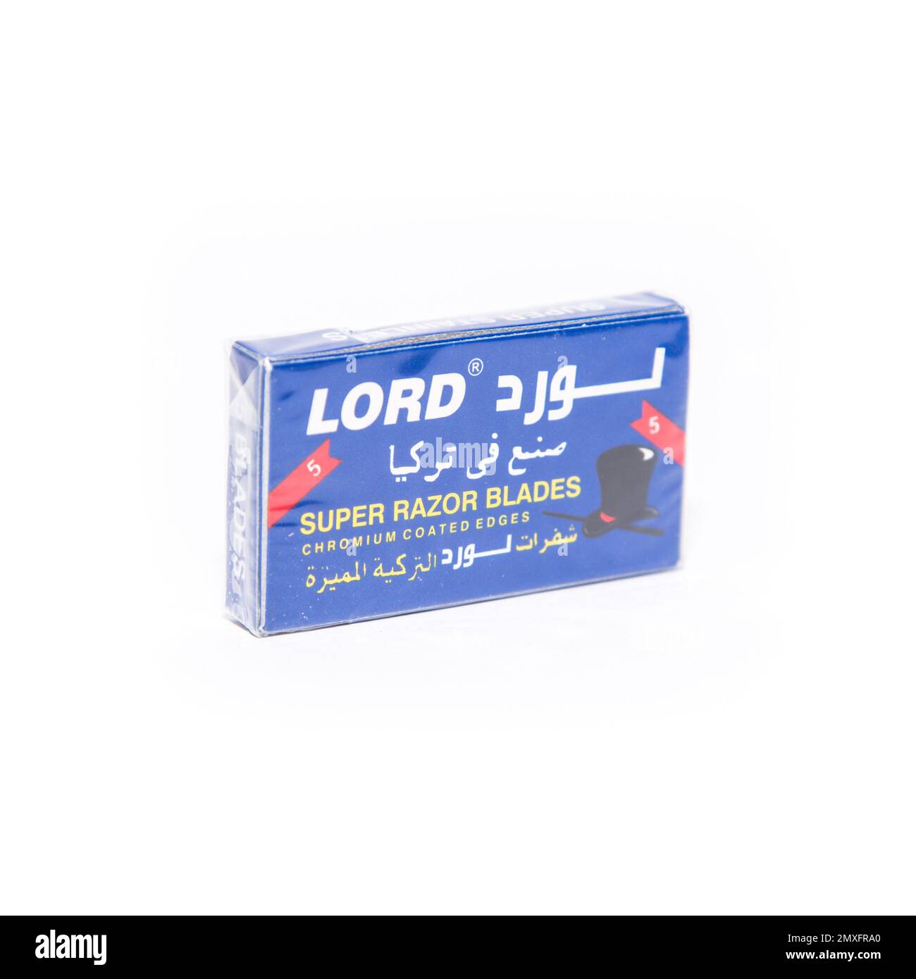 A professional razor blade set on a white background Stock Photo - Alamy