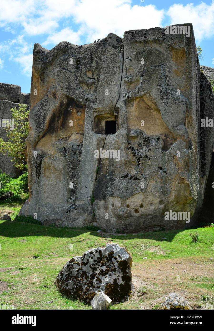 A beautiful view of a pile of large and ancient stones with special ...