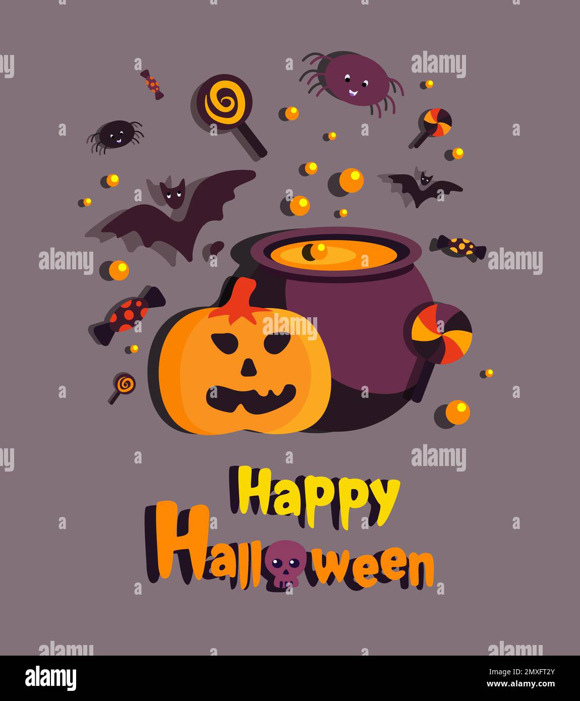 Happy Halloween Banner Party Invitation.Bright Greeting Card.Funny ...