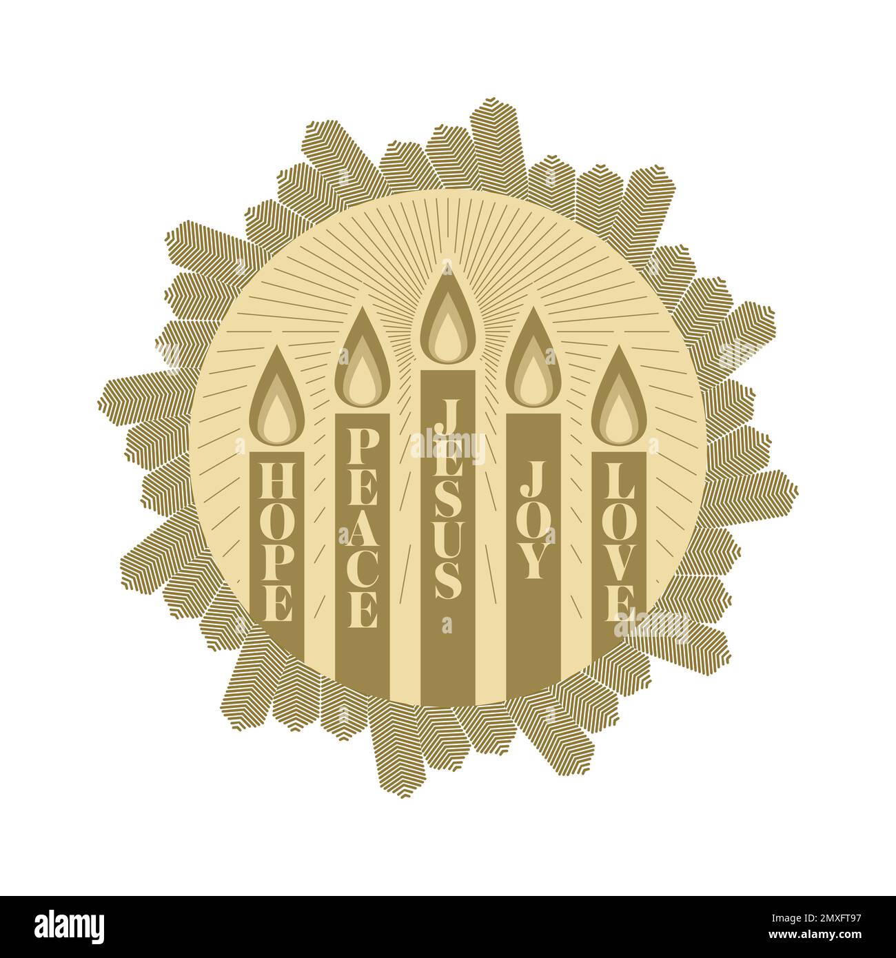Christmas vector illustration. Holiday Advent candles lit in ...