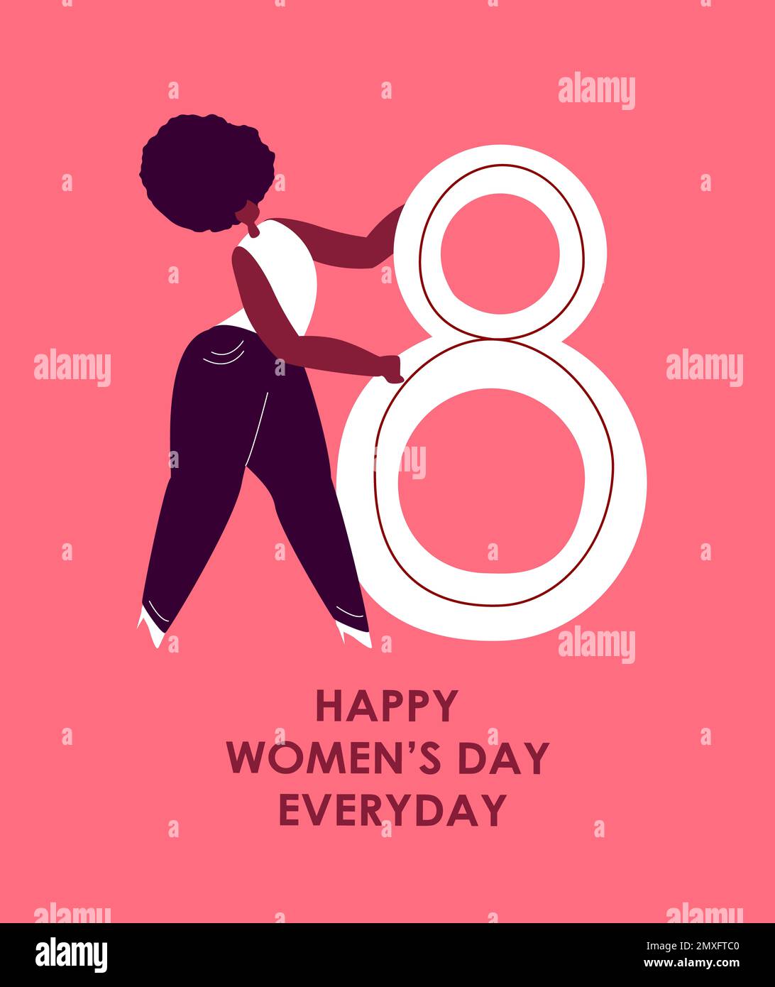 Happy International Woman Day.Feminism concept.Bright African Dark Skin ...