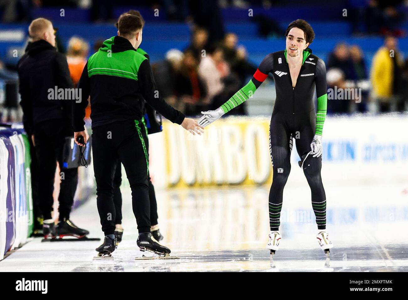 HERENVEEN - Patrick Roest in action on the 5000 meters during the first ...