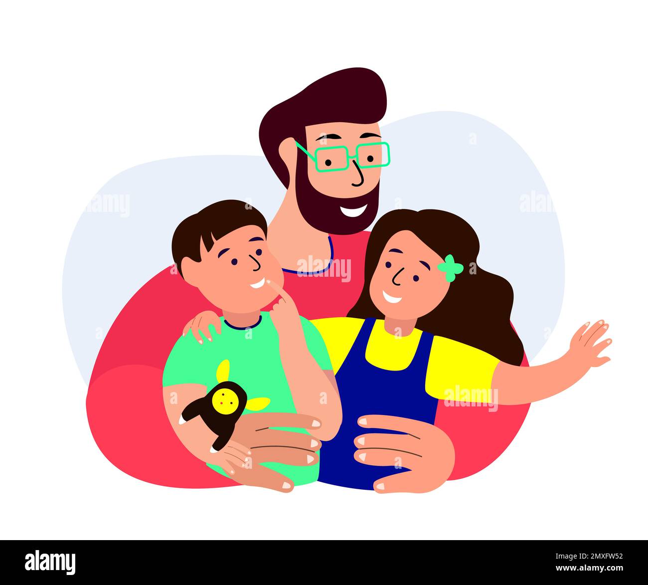 Happy Smiling Father,Daughter,Son Playing.Young Adult Parent.Baby Girl ...