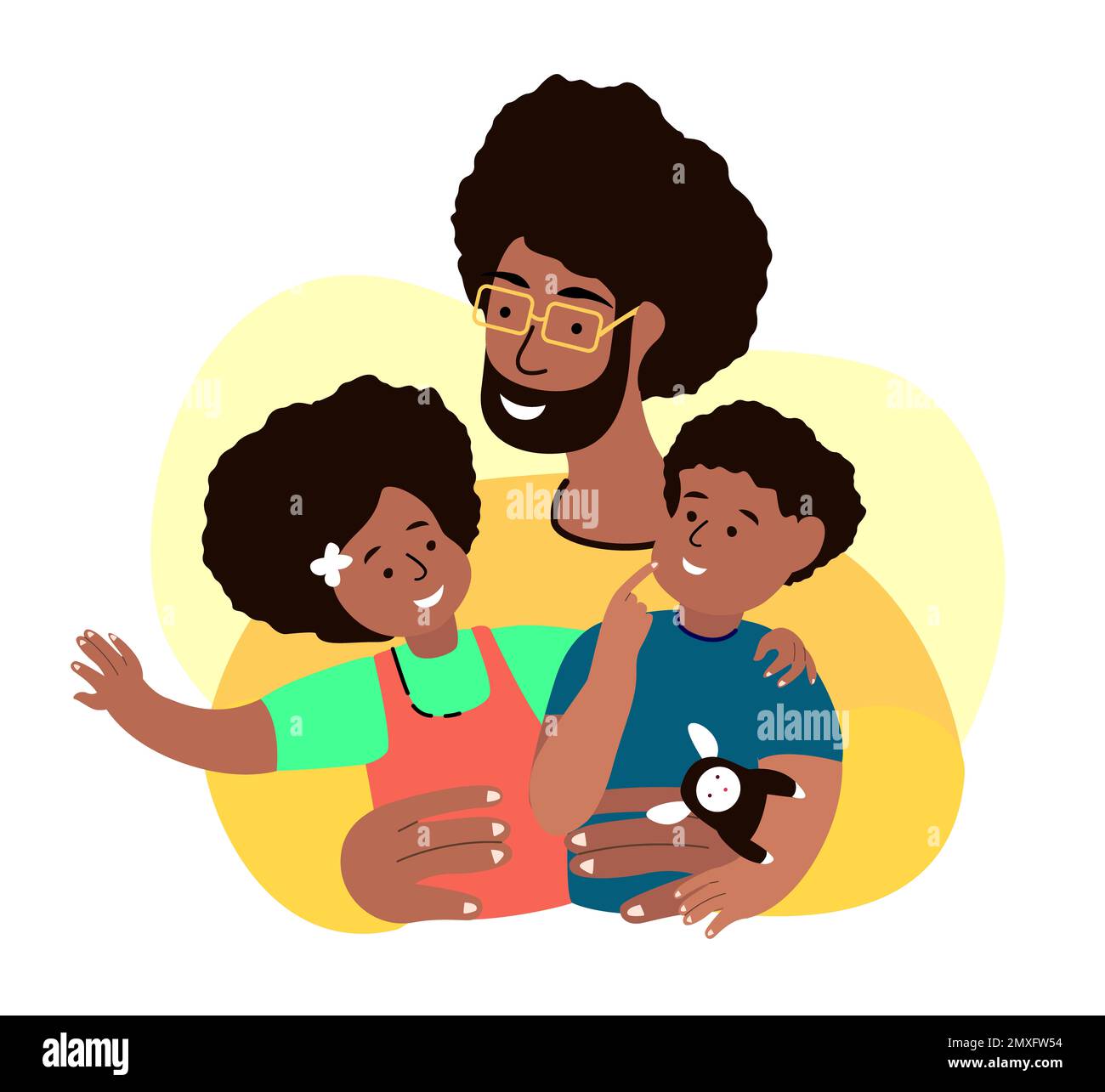 Happy African Smiling Father,Daughter,Son.Young Adult Parent.Baby Girl ...