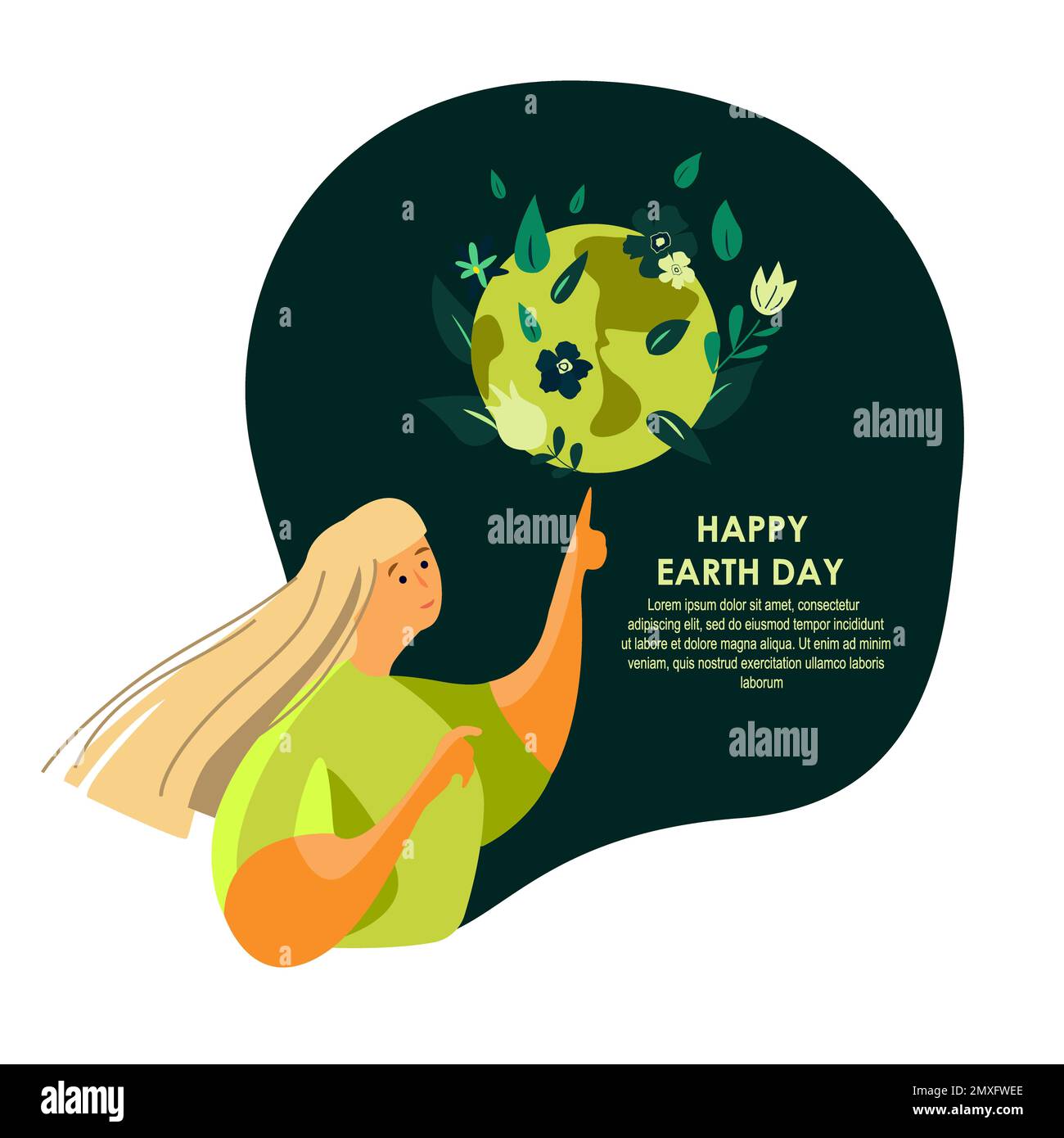 Happy Earth Day International Holiday. Woman Touch Planet Globe with ...