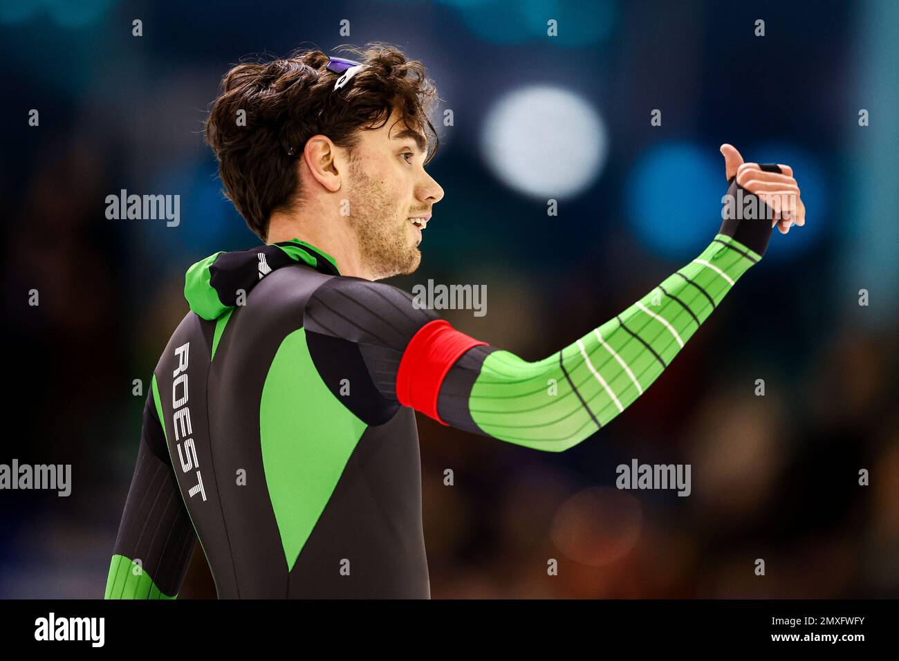 HERENVEEN - Patrick Roest in action on the 5000 meters during the first ...