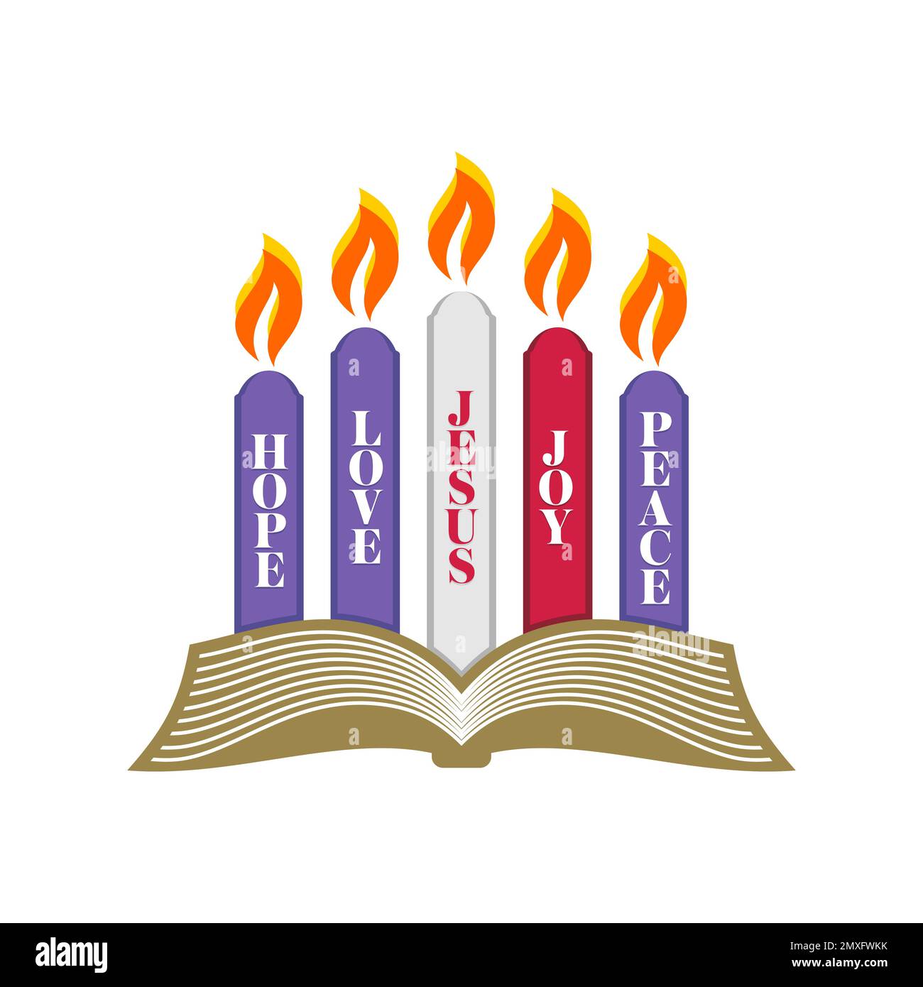 Christmas vector illustration. Holiday Advent candles lit in ...