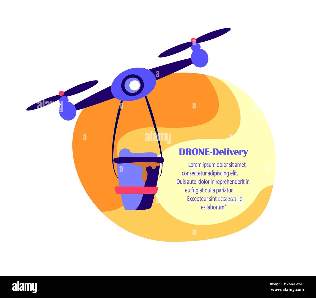 Drone Delivery.Flying Robot.Ordering Coffee Online.Receive Contactless ...