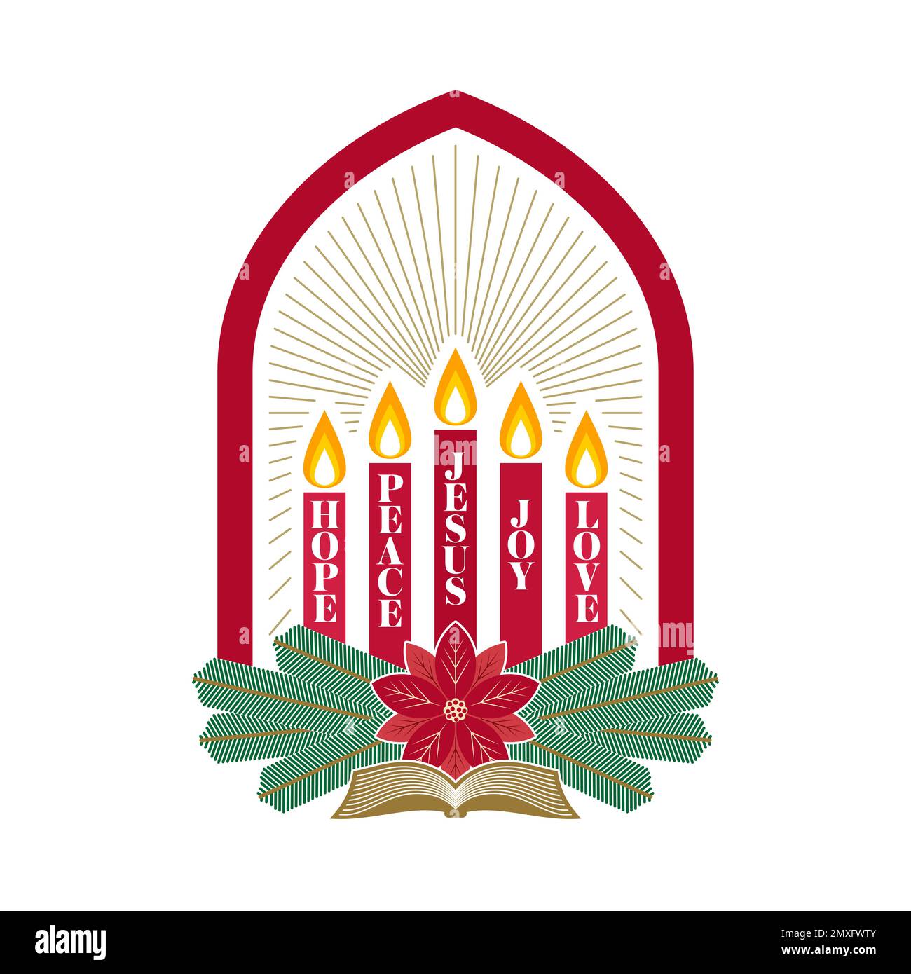 Christmas vector illustration. Holiday Advent candles lit in ...