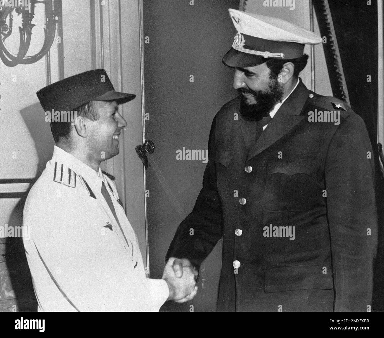 Soviet spaceman Yuri Gagarin and Cuban Premier Fidel Castro swapped ...