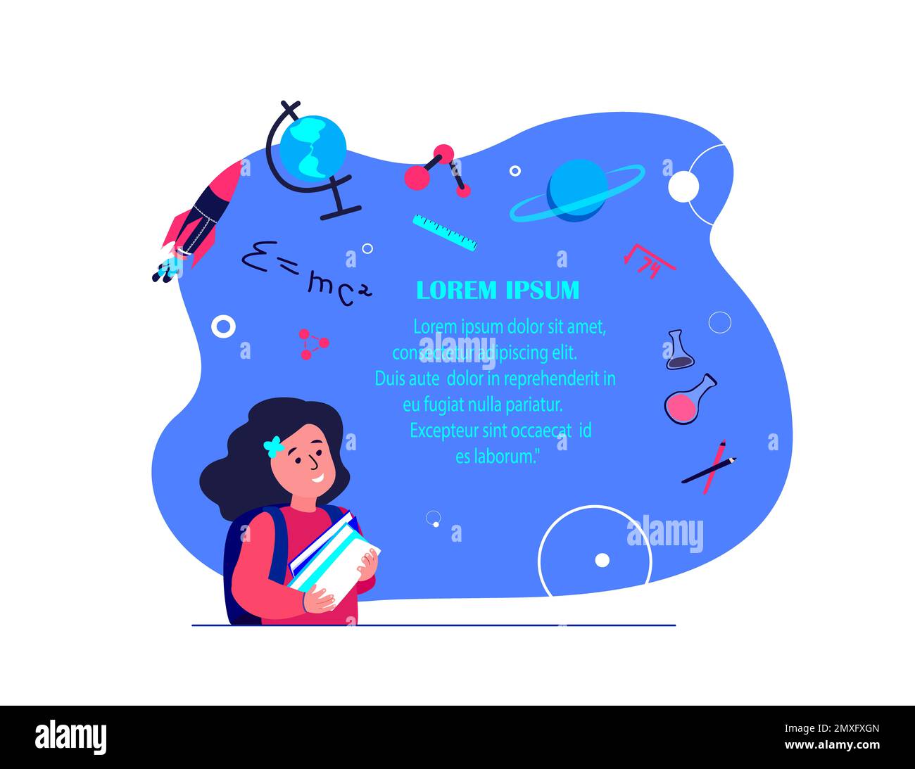 Pupil Child Girl Studying,Getting Education.Chancellery Elements.Lesson ...