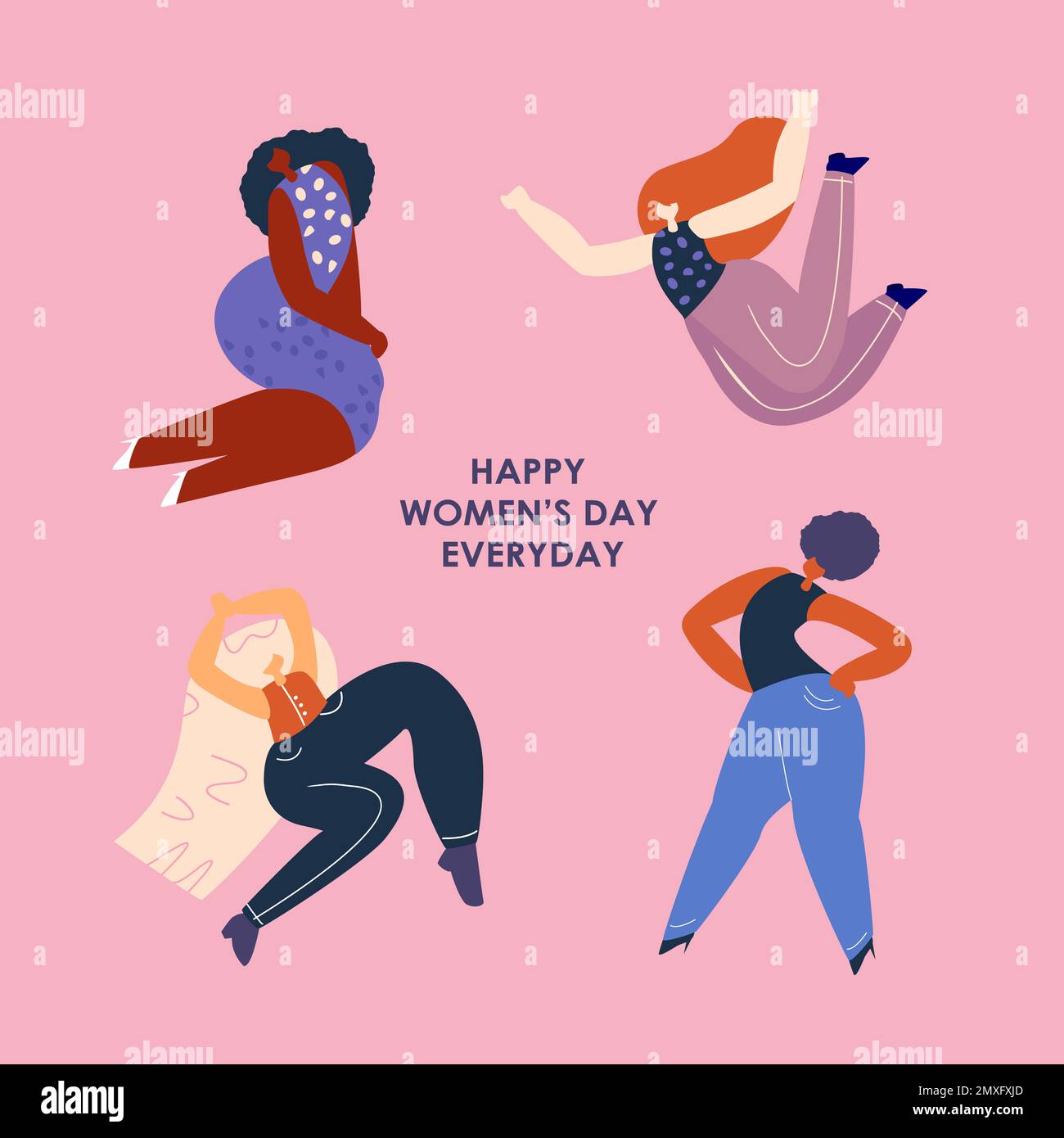 Happy International Woman Day.Feminism concept.Bright Beauty Different ...