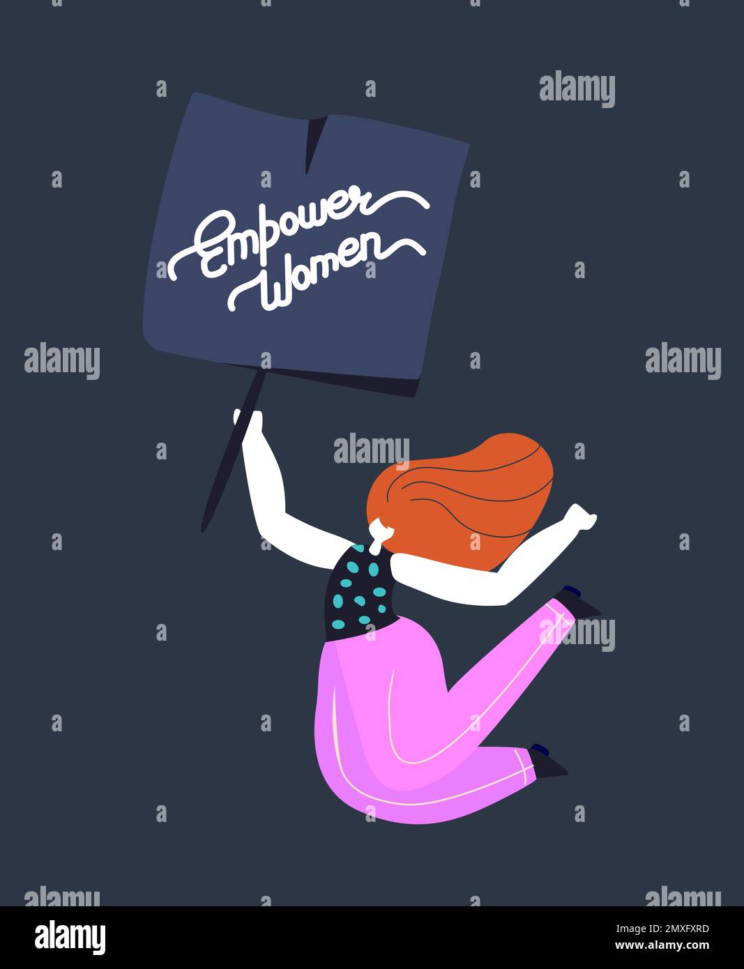 Happy International Woman Day Congratulation.Jumping Beautiful Strong ...