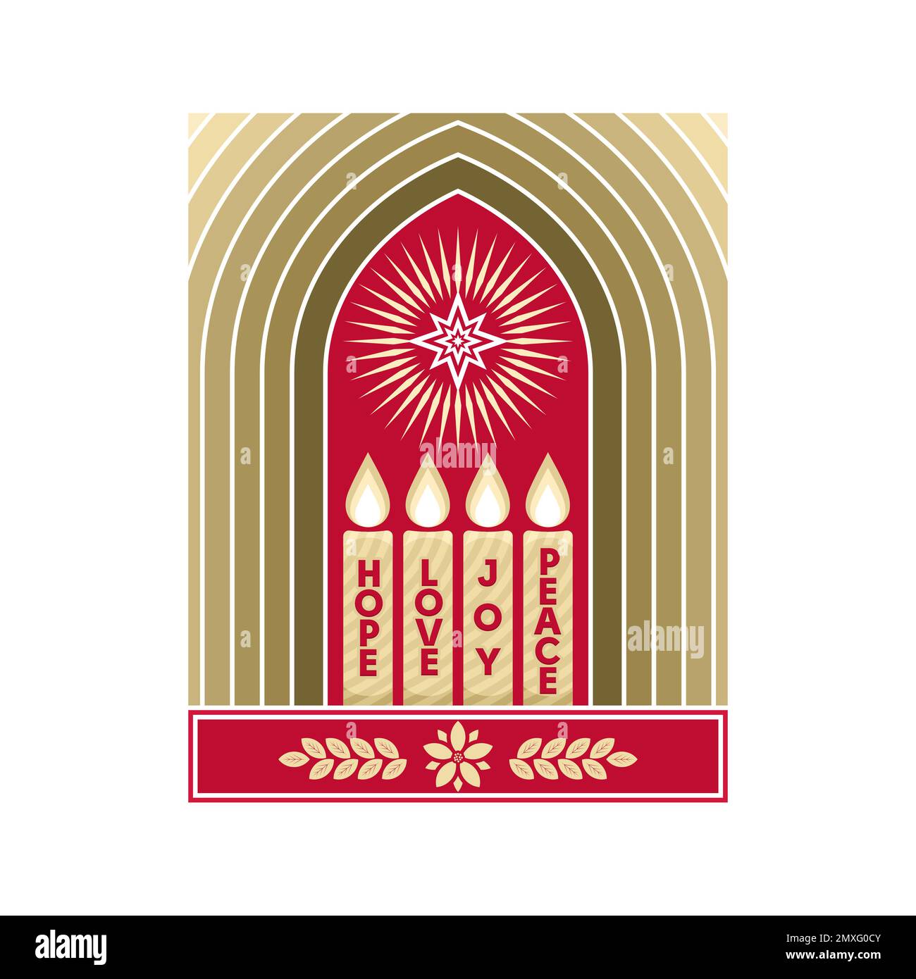Christmas vector illustration. Holiday Advent candles lit in ...