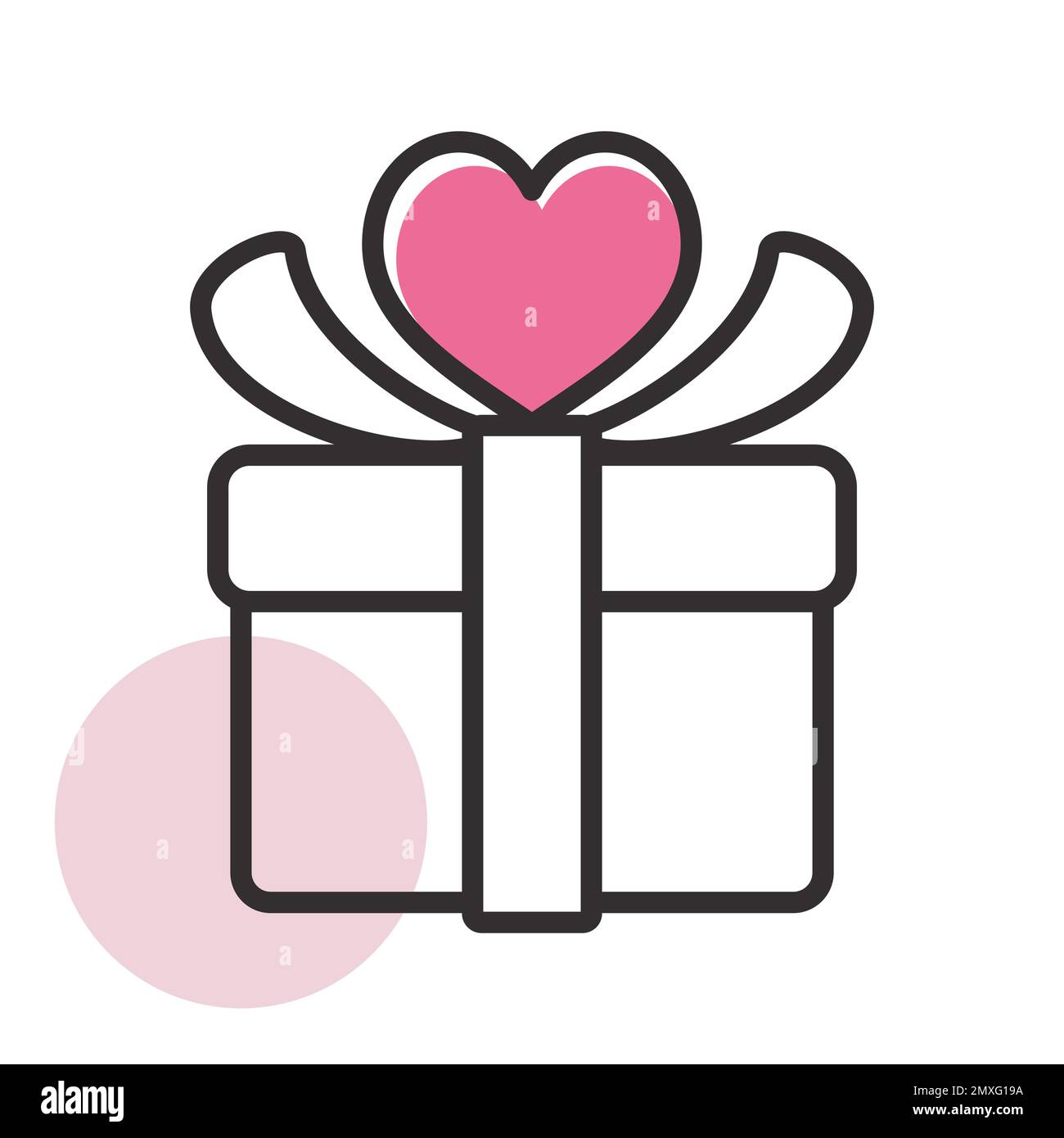Gift box sign icon. Present with heart love symbol. Valentines day ...