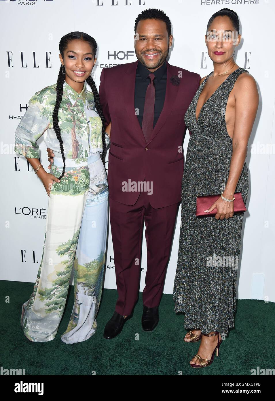 Yara Shahidi, from left, Anthony Anderson and Tracee Ellis Ross arrive ...