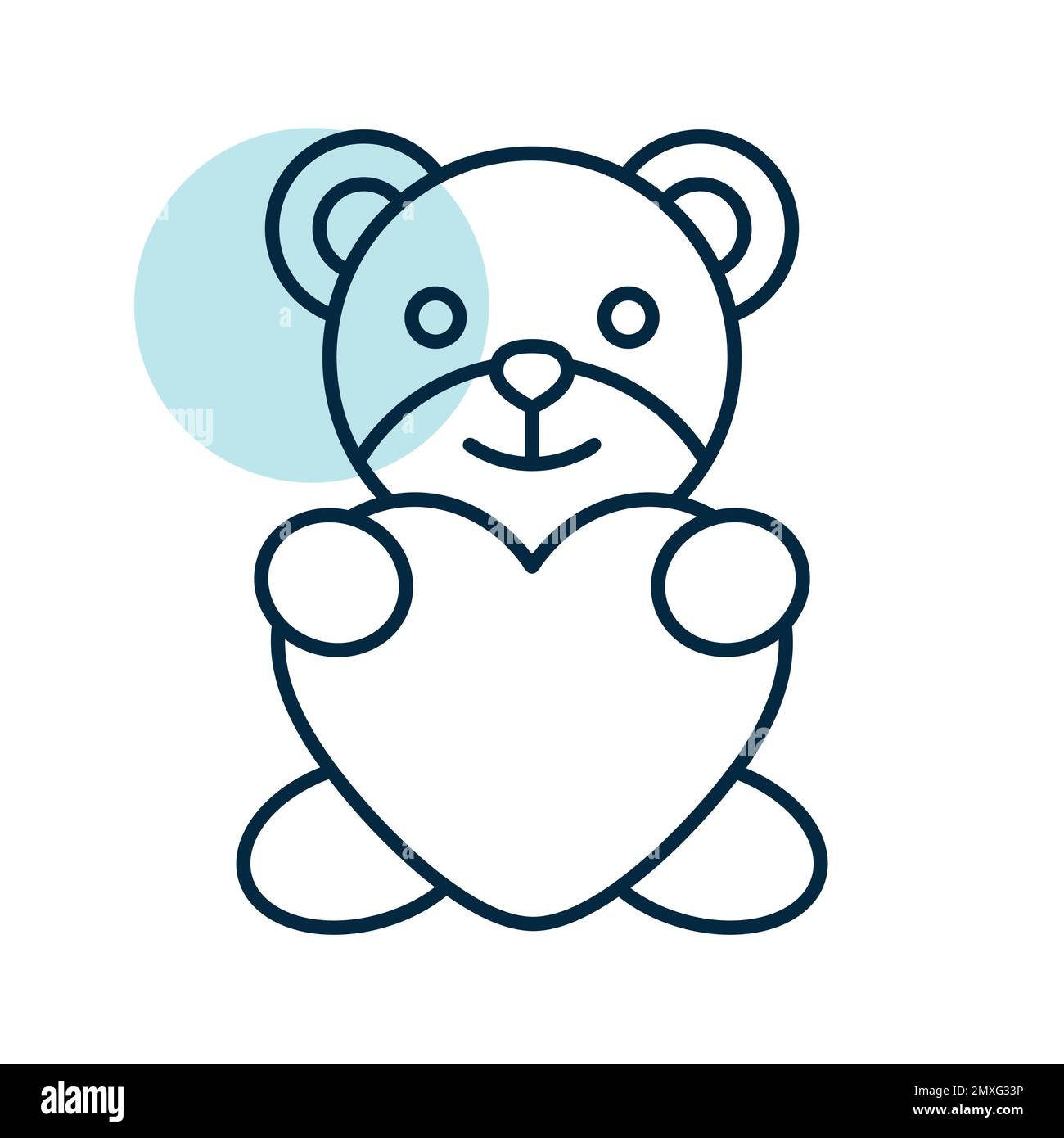 Teddy holding in the paws of big heart icon. Valentine day symbol ...