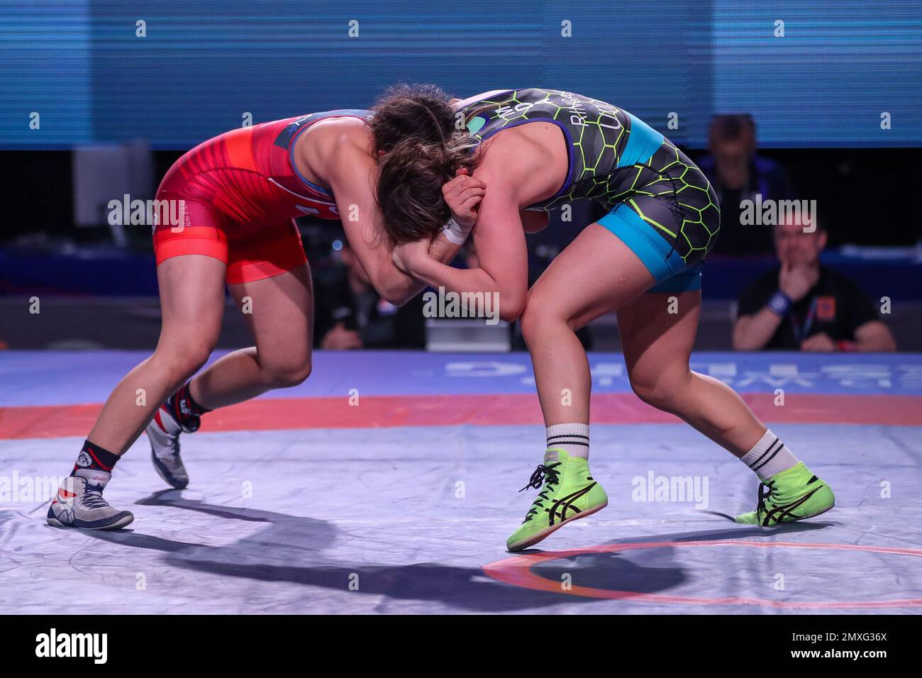 ZAGREB, CROATIA – FEBRUARY 03: Solin Nicole Piearcy of USA (red ...