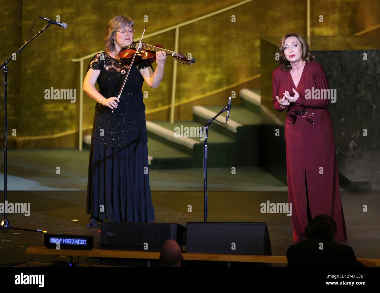 Andrea Rost, right, and Veronika Botos perform with the Hungarian State ...