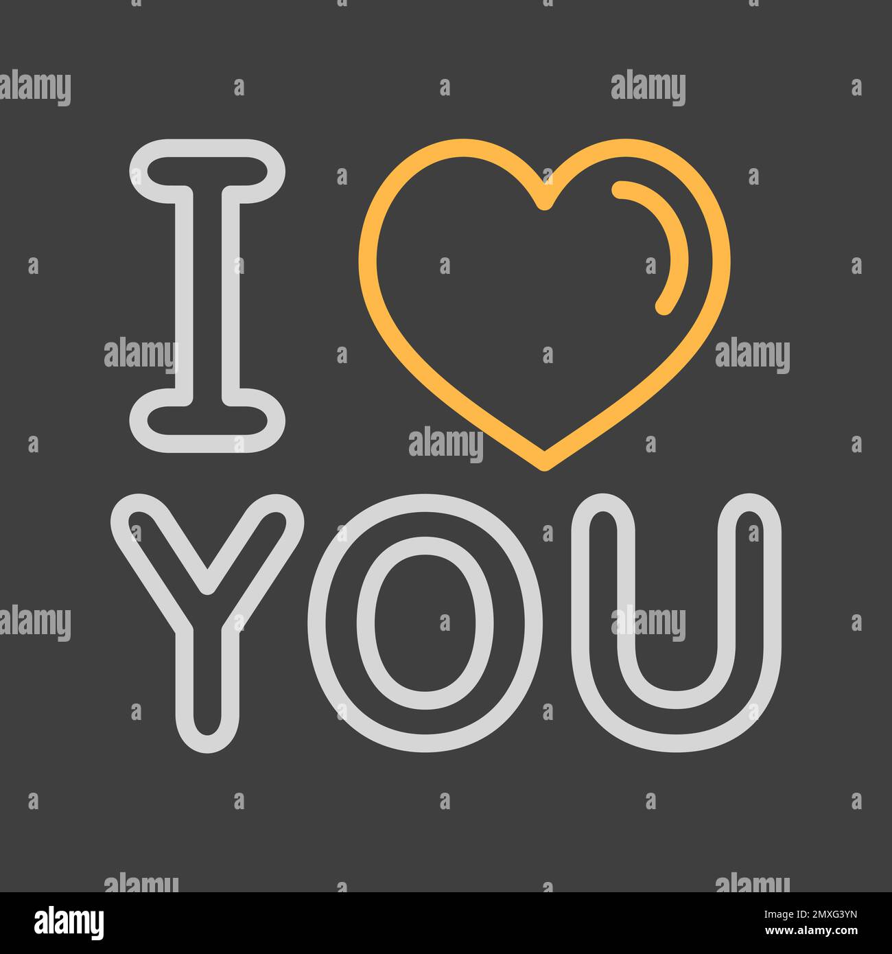 Lettering I love you on dark background icon. Valentines day symbol ...