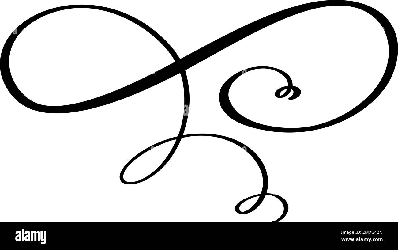 Vintage swirl calligraphic flourish, vector divider ornament design ...