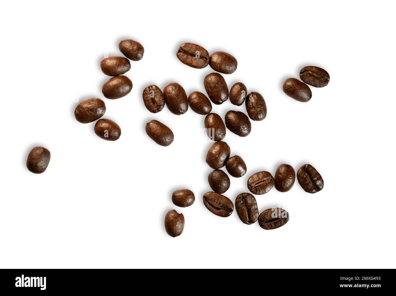 A top view of roasted coffee beans isolated on a white background Stock ...