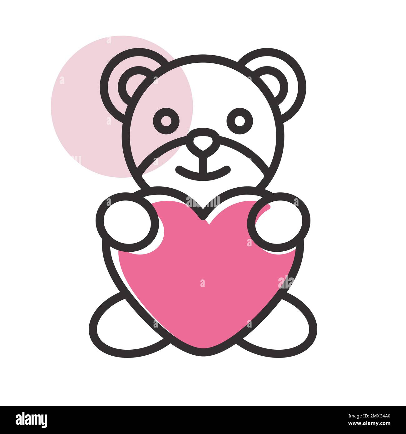 Teddy holding in the paws of big heart icon. Valentine day symbol ...