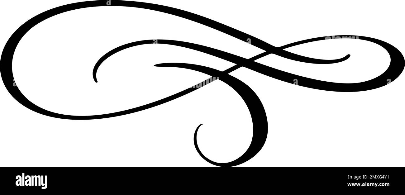 Vintage swirl calligraphic flourish, vector divider ornament design ...